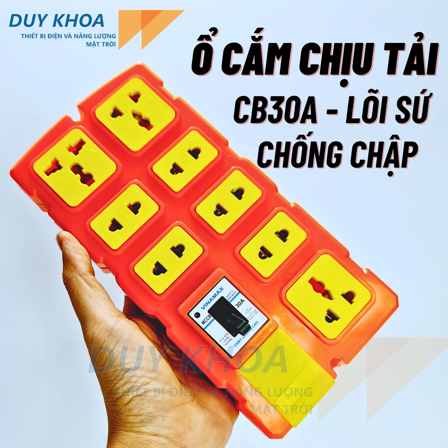 Ổ cắm điện chịu tải 8 lõi sứ Vinamax CB30A lõi sứ chống cháy