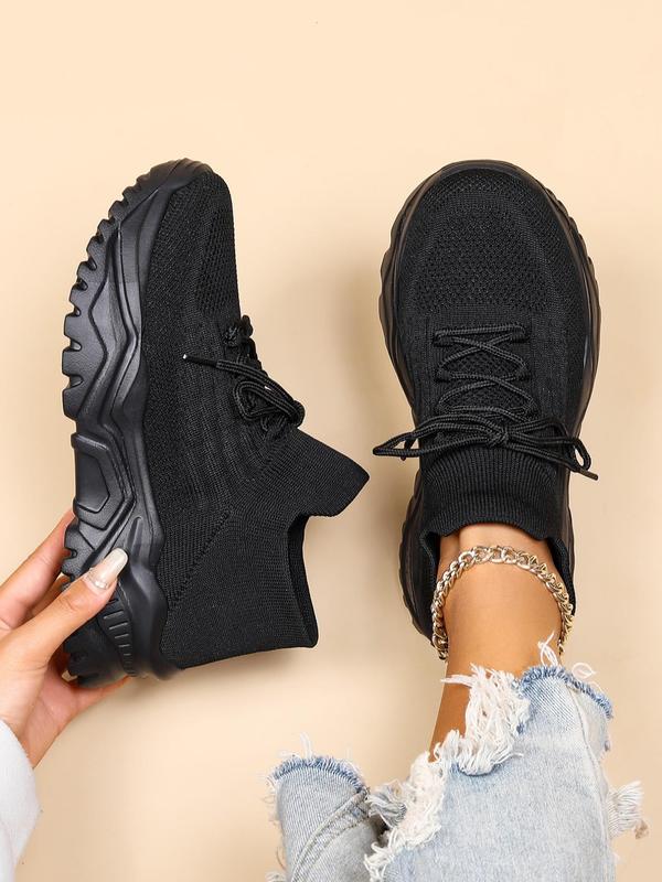 Women's Summer 2025 Fashion Sportive Plain Color Lace Up Sneakers ...